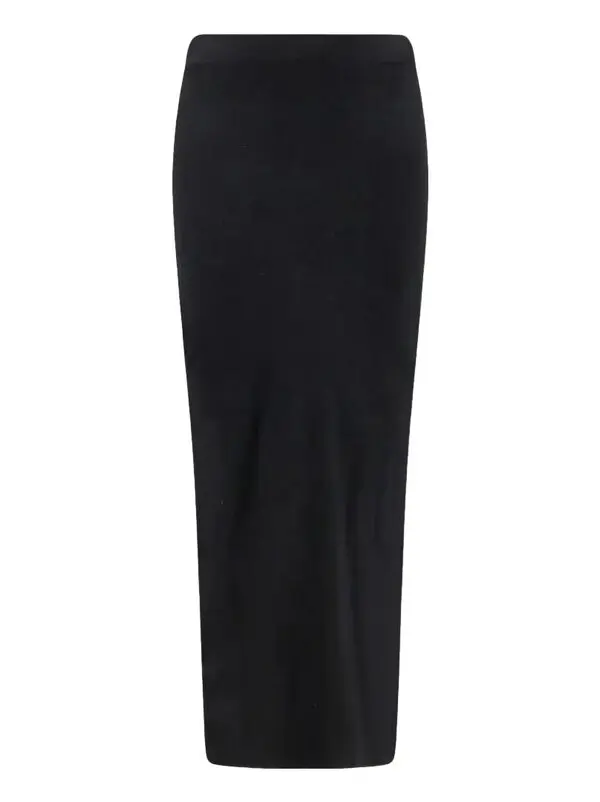 HEVO Elasticated Waistband Maxi Skirt With Back Slit - Black