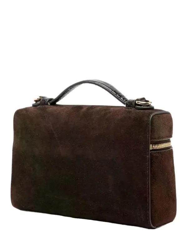 Tory Burch Romy Logo-plaque Suede Tote Bag - Brown