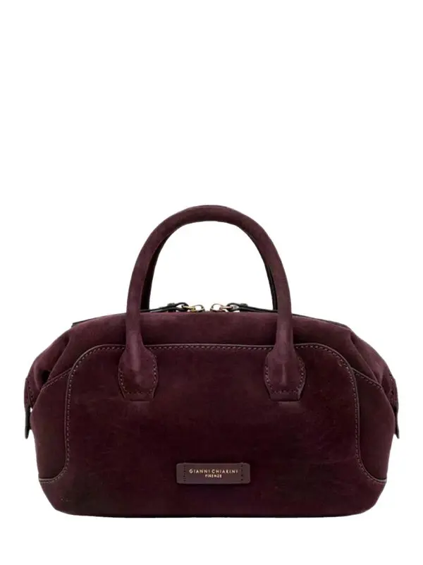 GIANNI CHIARINI Medium Gemma Logo-plaque Suede Satchel Bag - Brown