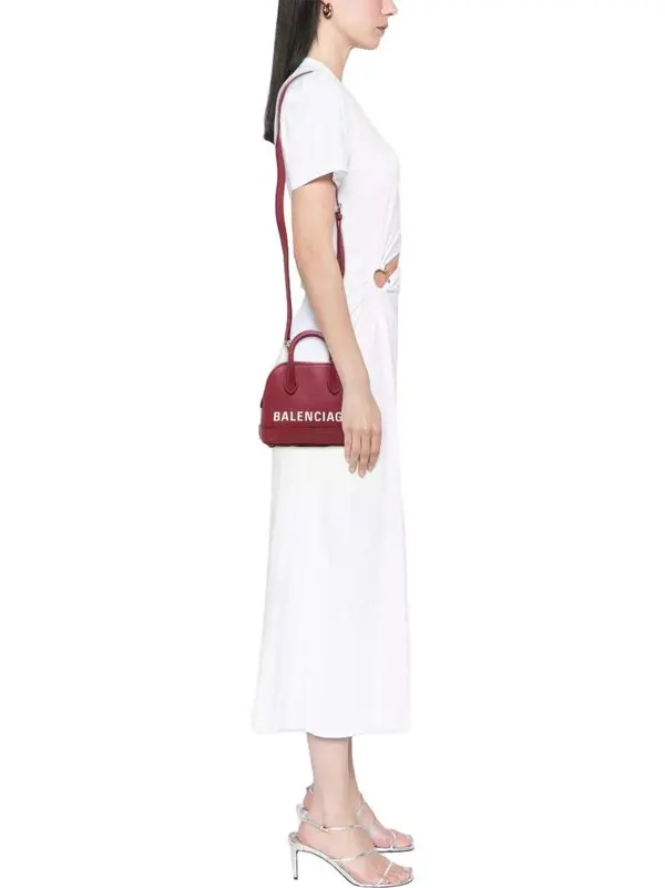 Balenciaga 2018 Grained Calfskin Logo Ville Top Handle Bag Xxs Satchel - Red