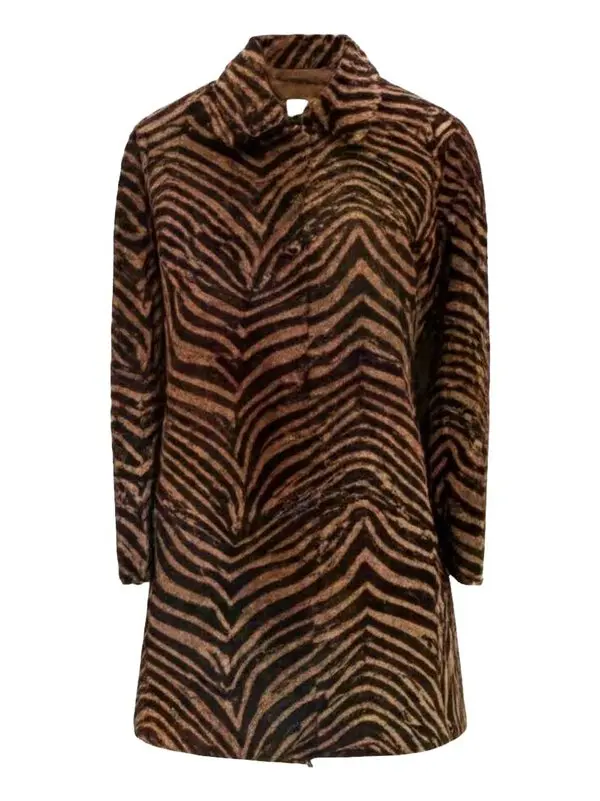 P.a.r.o.s.h Zebra-print Lambskin Coat - Brown