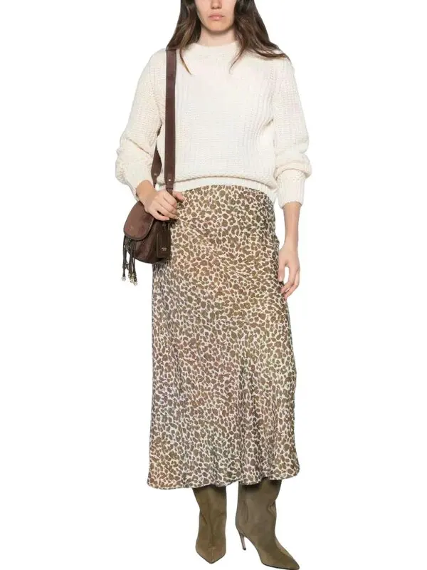 BETTY BARCLAY Satin Finish Elasticated Waist Midi Skirt - Neutrals