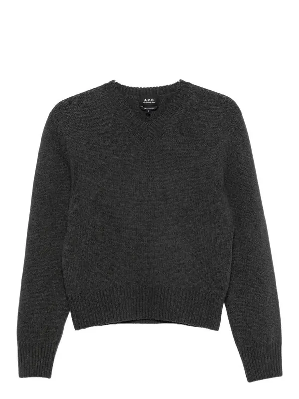A.p.c. V-neck Ribbed Sweater - Grey
