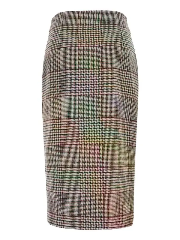 Federica Tosi Check-pattern Rear-slit Midi Skirt - Grey