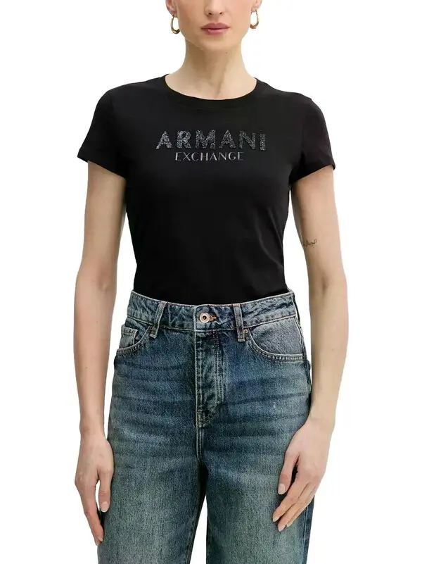 Armani Exchange Logo-embellished T-shirt - Black