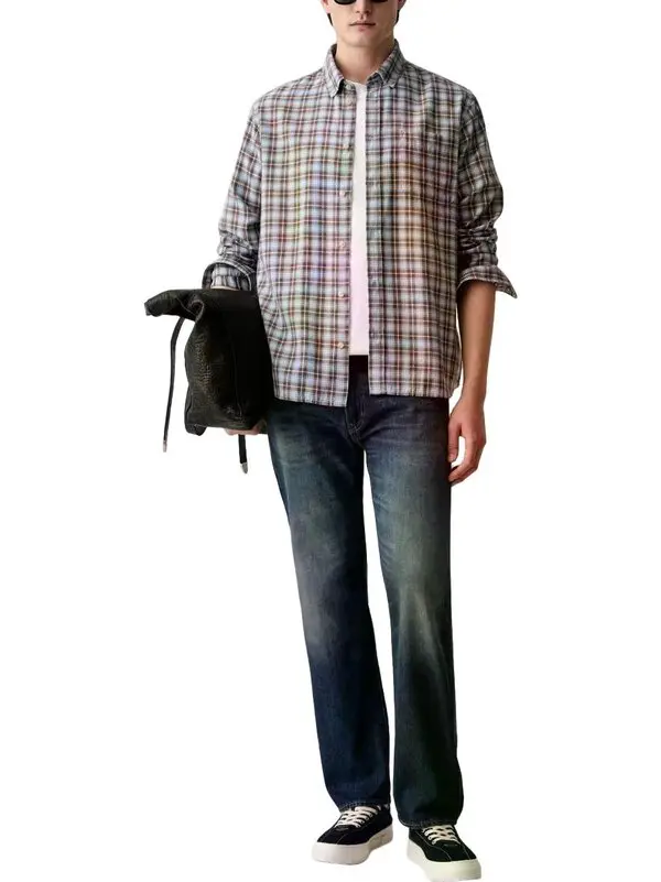 LES DEUX Check-pattern Button-down Shirt - Blue