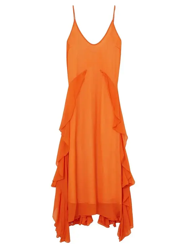 REISS Ruffled Maxi Dress - Orange