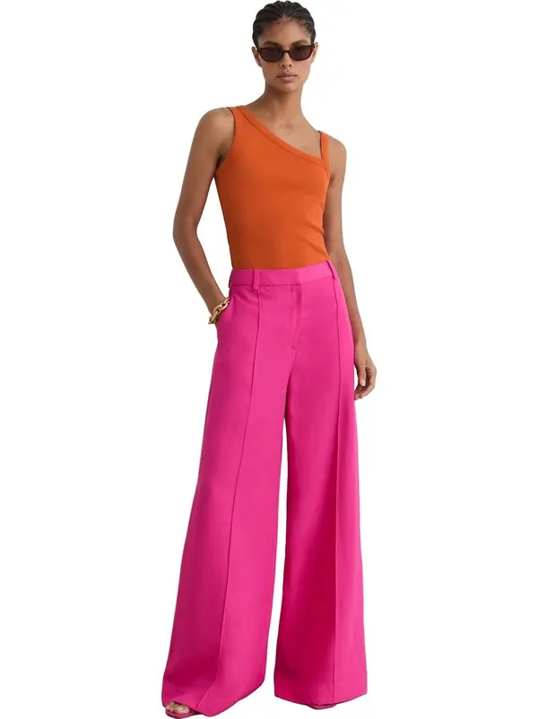 REISS Stretch-cotton Asymmetric-neck Vest - Orange