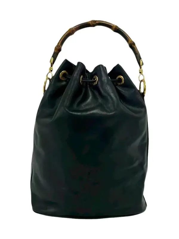 Gucci 20th Century Calfskin Bamboo Satchel - Black
