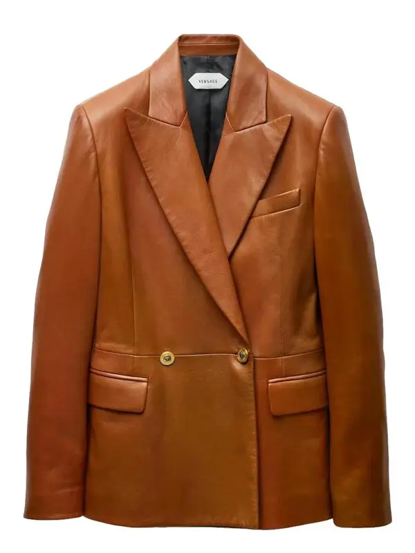 Versace Nappa Plongé Double-breasted Blazer - Brown