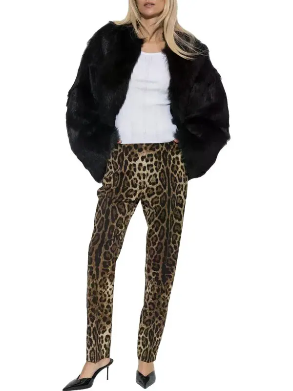 Dolce & Gabbana Lamb Fur Cropped Coat - Black