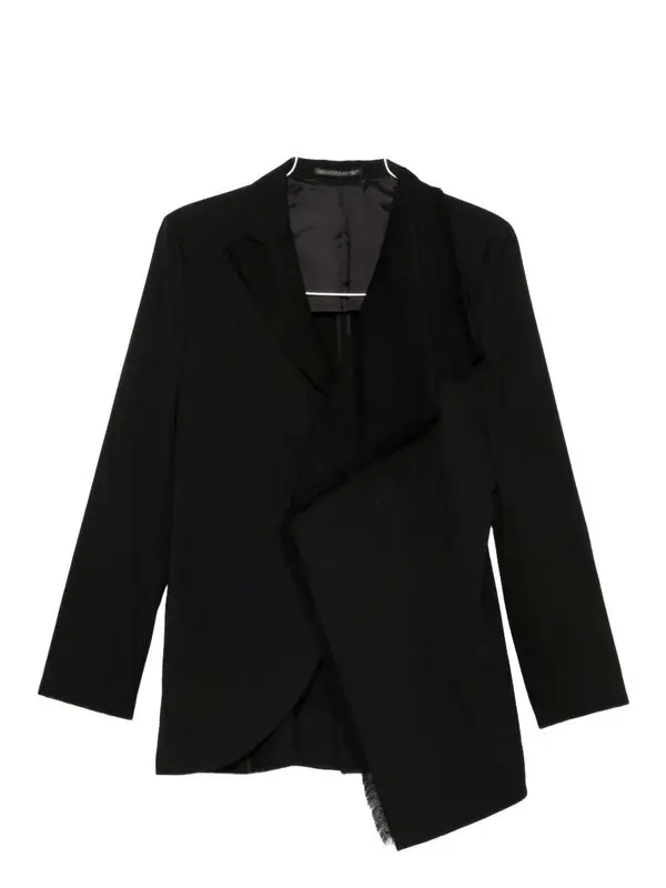 Yohji Yamamoto Asymmetric Frayed-edge Jacket - Black
