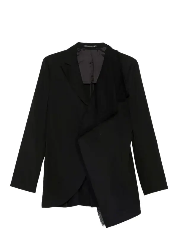 Yohji Yamamoto Asymmetric Frayed-edge Jacket - Black