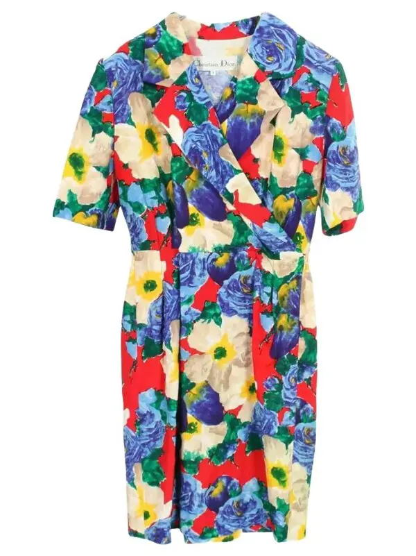 Dior 2010s Floral-print Wrap Midi Dress - Red
