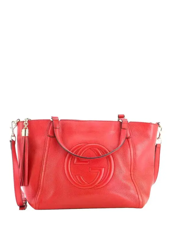 Gucci Soho Convertible Top Handle Bag Leather Satchel - Red