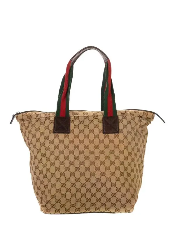 Gucci Gg Supreme Canvas Tote Bag With Web Detail - Neutrals