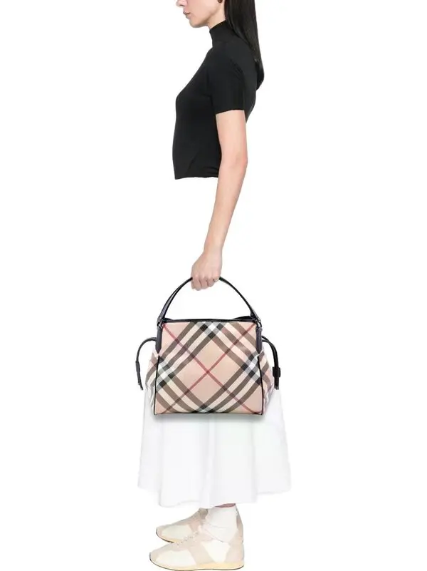 Burberry 2000-2017 Supernova Check Coated Canvas Bilmore Tote Bag - Neutrals