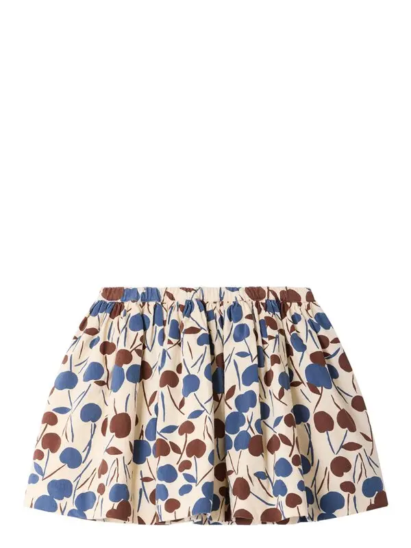 Bonpoint Cotton Cherry Print Skirt - Brown