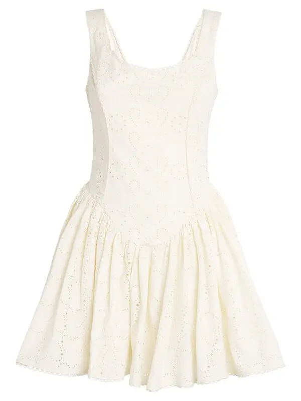 Agua Bendita Cotton Pluma Playa Mini Dress - Ivory