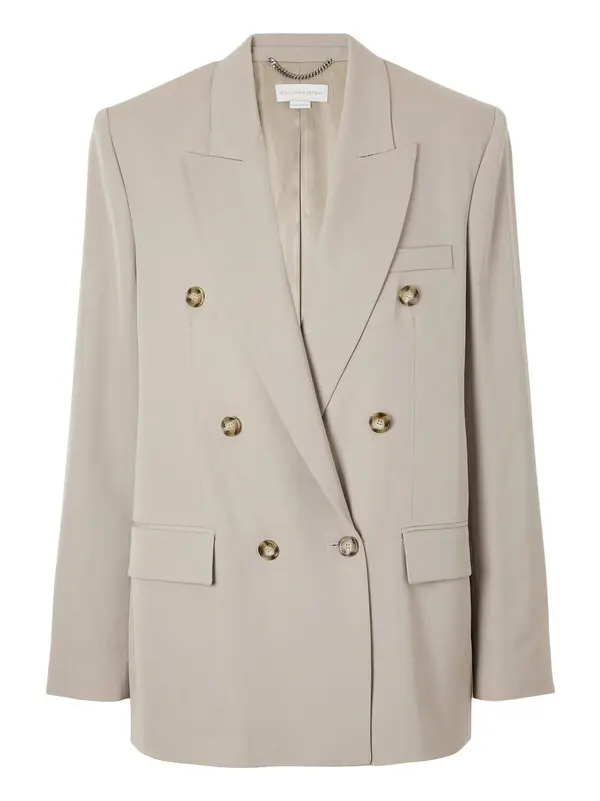 Stella McCartney Double-breasted Oversized Wool-twill Blazer - Neutrals