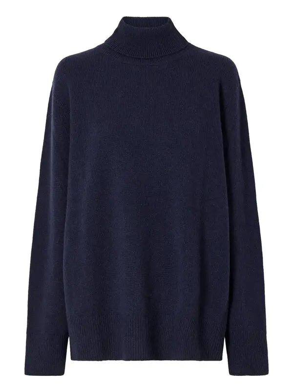 THE ROW Stepny Wool And Cashmere-blend Turtleneck Sweater - Blue