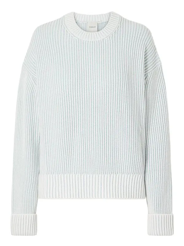 Varley Seymour Two-tone Cotton Knit Sweater - Blue
