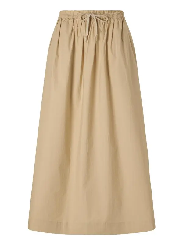 Varley Cambria Gathered Cotton-jersey Midi Skirt - Brown