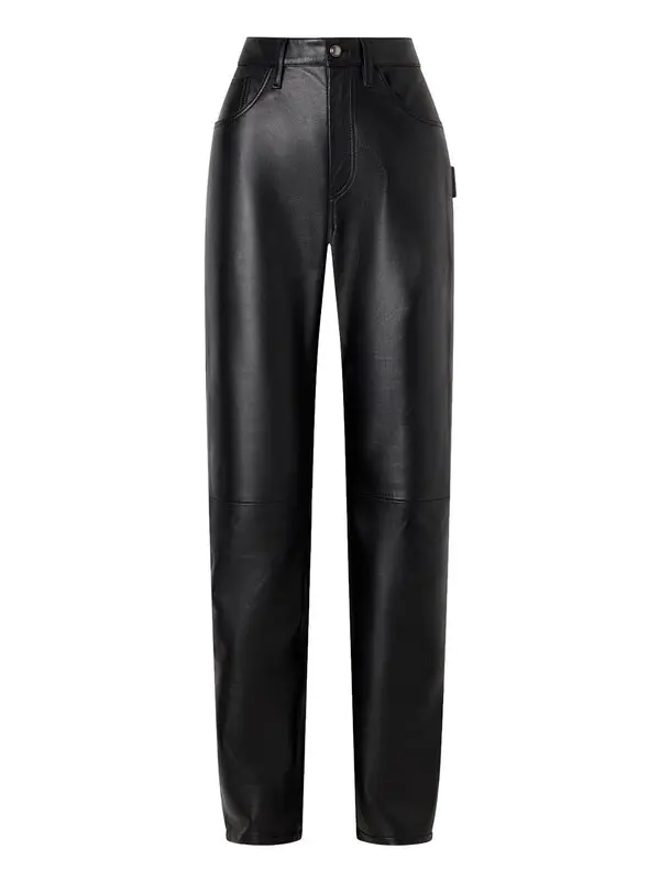 Altuzarra Mills Leather Straight-leg Pants - Black