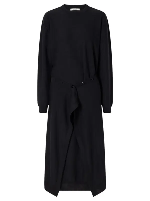 LEMAIRE Buttoned Wool-blend Knitted Midi Dress - Black