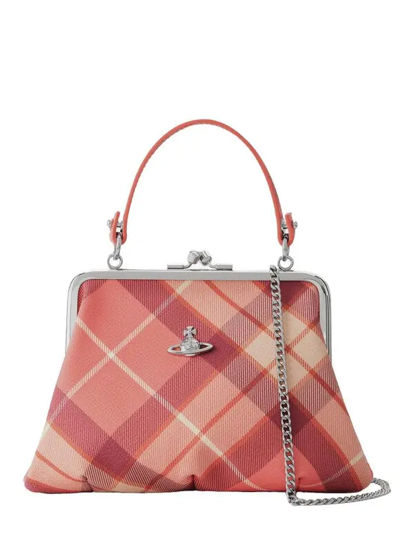 VIVIENNE WESTWOOD Granny Frame Mini Orb-detailed Checked Vegan Material Tote - Pink