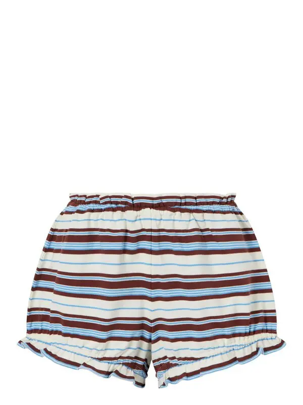 Posse Nadine Striped Cotton-jersey Ruffled Shorts - Brown