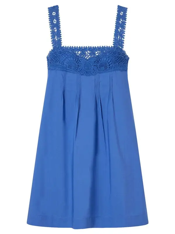 Posse Veda Broderie Anglaise Organic Cotton Mini Dress - Blue