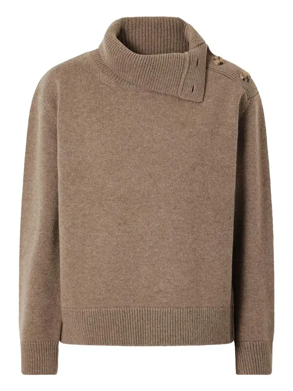 Veronica De Piante Cielo Buttoned Turtleneck Wool And Cashmere-blend Sweater - Brown