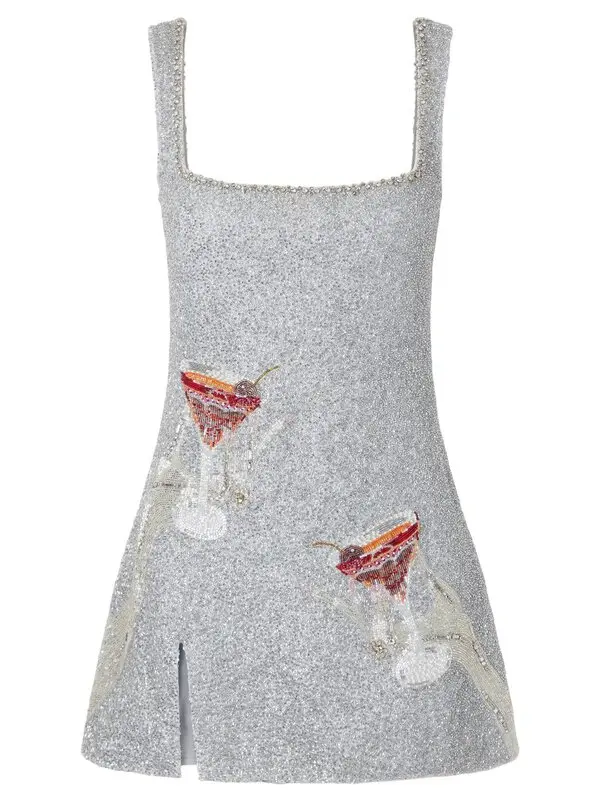CLIO PEPPIATT Manhatten Sequin-embellished Mini Dress - Blue