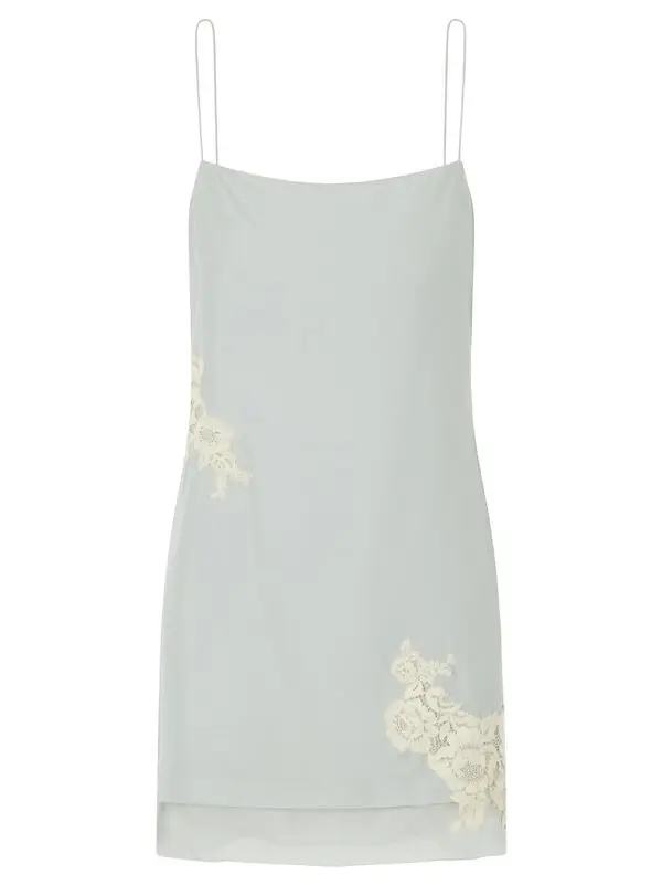 SIR. Noria Lace-trimmed Silk Crepe De Chine Mini Dress - Blue