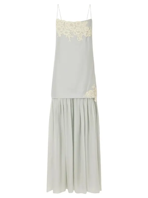 SIR. Noria Lace-trimmed Silk Crepe De Chine Maxi Dress - Blue