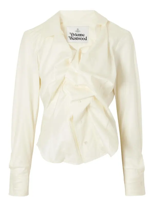 VIVIENNE WESTWOOD Drunken Draped Cotton-twill Shirt - Neutrals