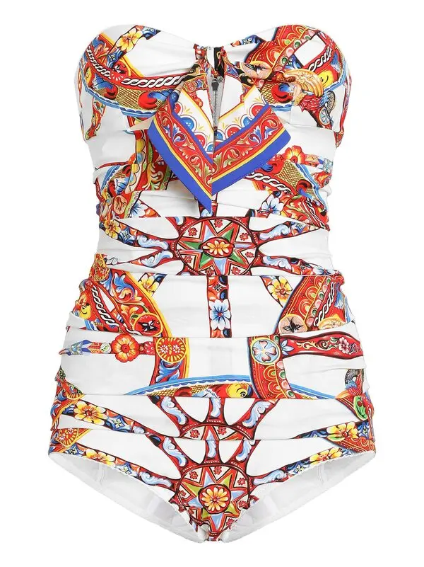 Dolce & Gabbana Carretto-print Charmeuse Top - Multicolor