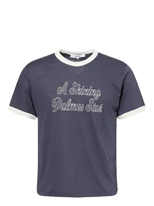 PALMES Slogan-embroidered Cotton-blend T-shirt - Navy