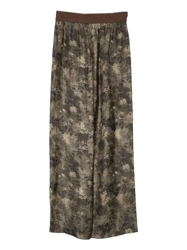 UMA WANG Wide-leg Floral Print Trousers - Green