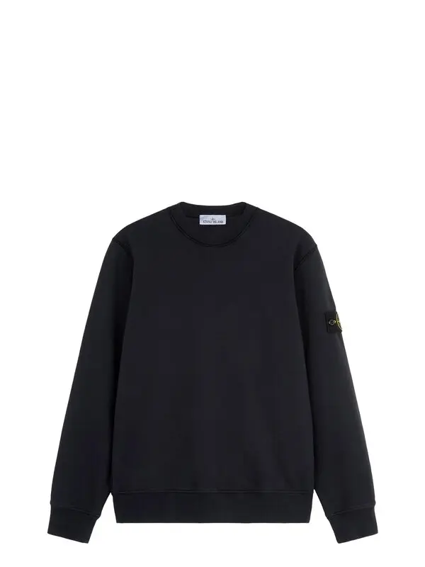 Stone Island Cotton Sweatshirt With Side Logo Patch - Blue