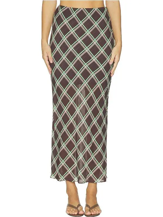ALIGNE Yvonne Check Maxi Skirt In . Also - Multi