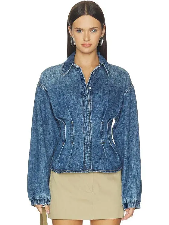 Blanknyc Denim Shirt With Cinched Cuffs - Blue