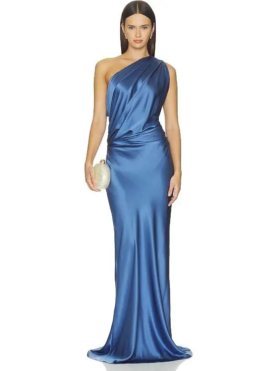 THE SEI Draped One Shoulder Gown In . Also - Blue