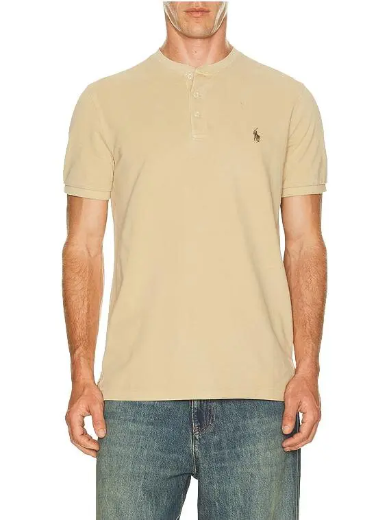 Polo Ralph Lauren Short Sleeve Garment Dyed Featherweight Mesh Henley T-shirt In . Also - Brown