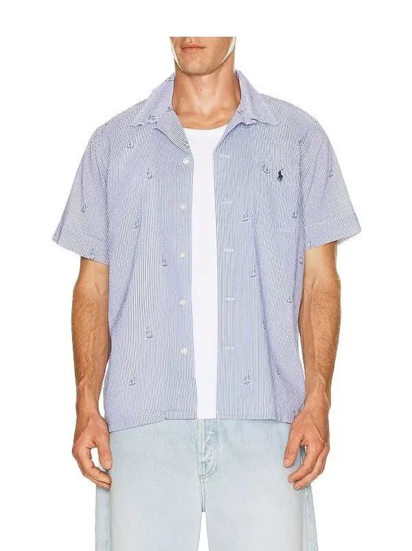 Polo Ralph Lauren Seersucker Sailboat Print Andy Camp Shirt In . Also - Multi
