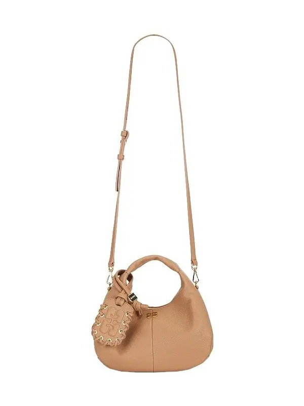 GANNI Hobo Mini Grained Bag - Tan