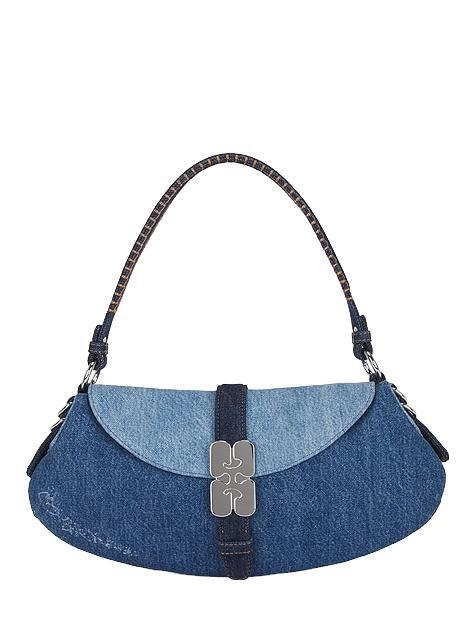 GANNI B-kat Denim Shoulder Bag - Blue