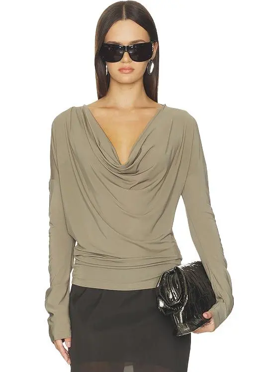 Helmut Lang Cowl Neck Long Sleeve Top - Grey