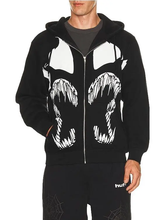 HUF X Spider-man Symbiosis Full Zip Hoodie In . Also - Black